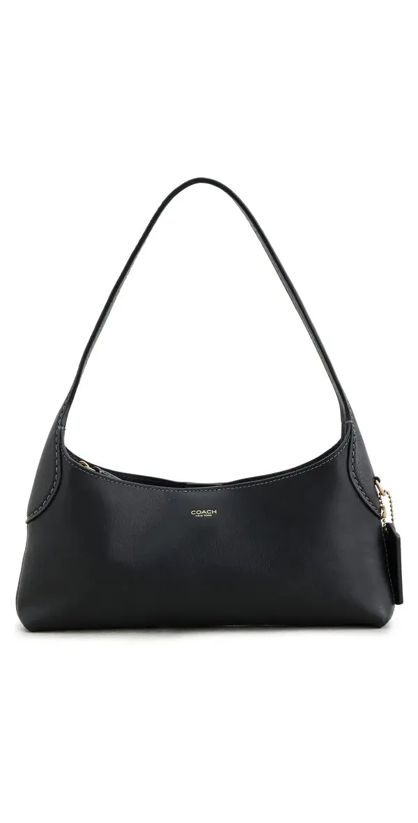 COACH Natural Grain Leather 26 Brooklyn Shoulder Bag - Black