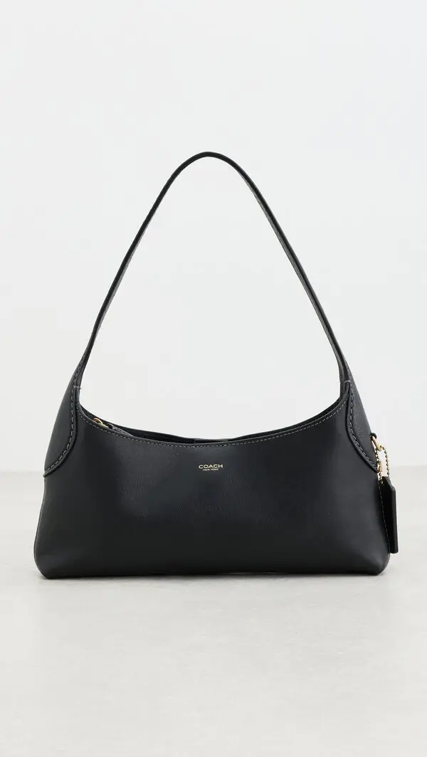 COACH Natural Grain Leather 26 Brooklyn Shoulder Bag - Black