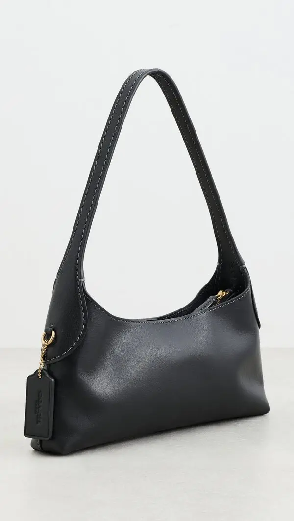 COACH Natural Grain Leather 26 Brooklyn Shoulder Bag - Black