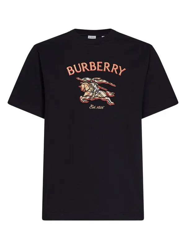 Burberry Black Cotton T-shirt With Knight Check