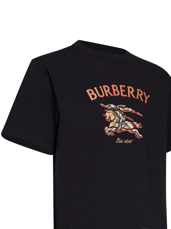 Burberry Black Cotton T-shirt With Knight Check