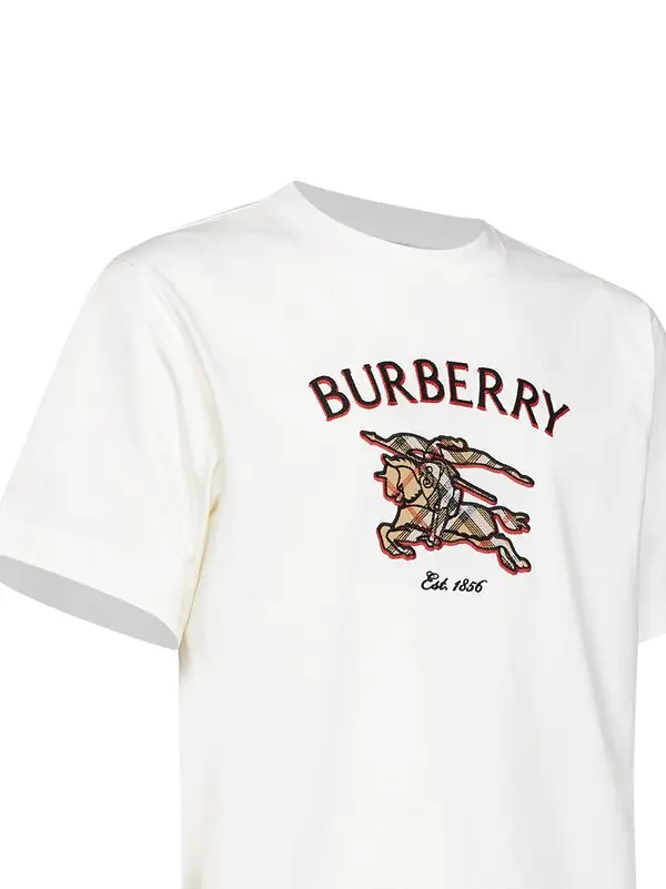 Burberry Chalk Cotton T-shirt With Knight Check