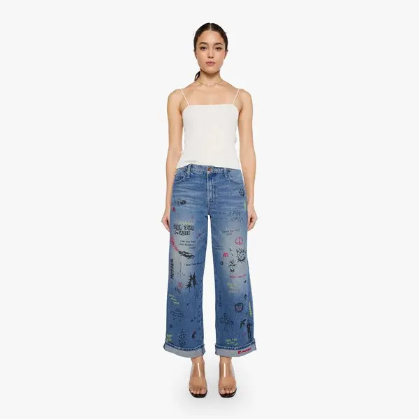 MOTHER Snacks! The Smoothie Flood Cuff Tootsie Jeans - Blue
