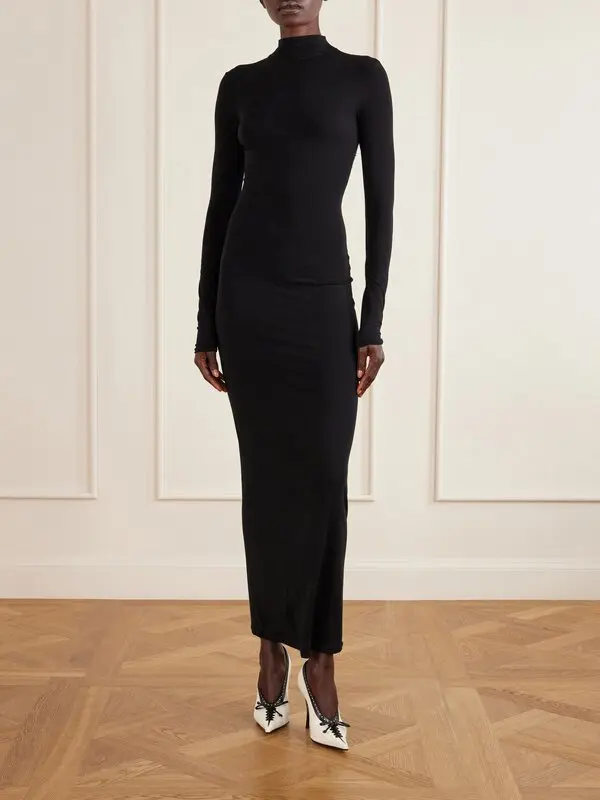 Alexander McQueen Lace-trimmed Modal-blend Jersey Maxi Dress