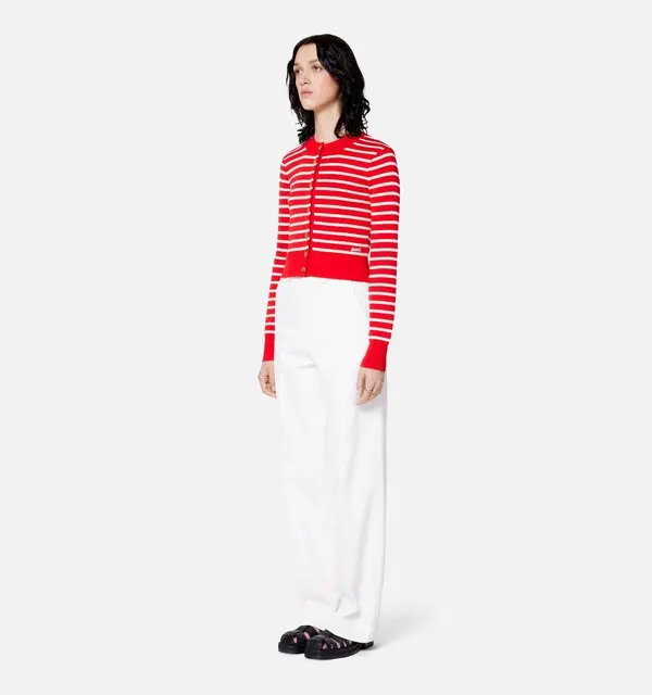 AMI Paris Merino Wool Striped Cardigan