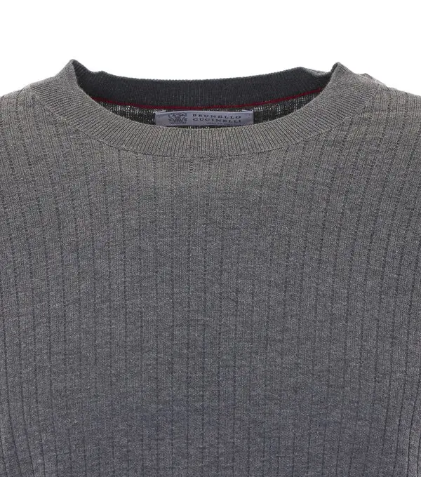 Brunello Cucinelli Ribbed Crewneck Knitted Sweater