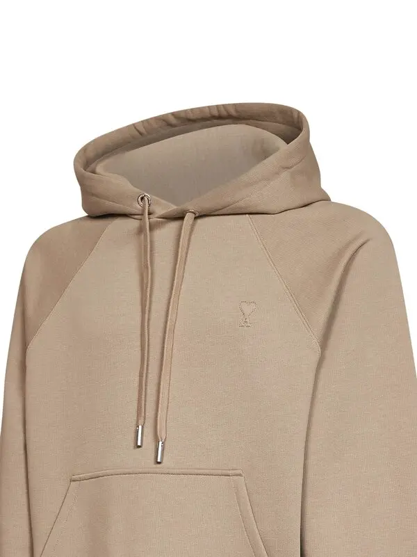 AMI Paris Beige Loopback Jersey De Cœur Embossed Hoodie