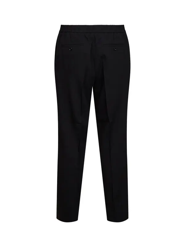 AMI Paris Black Wool Serge Trousers With Elasticated Waistband