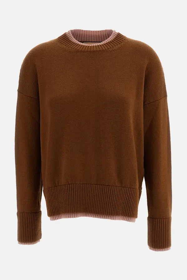 Plan C Maglione Girocollo Effetto Layering - Multicolor