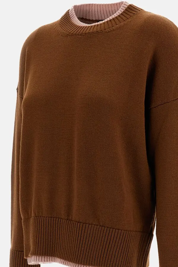 Plan C Maglione Girocollo Effetto Layering - Multicolore