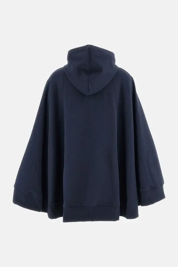 7 For All Mankind Felpa Oversize In Cotone Con Cappuccio E Zip - Blu