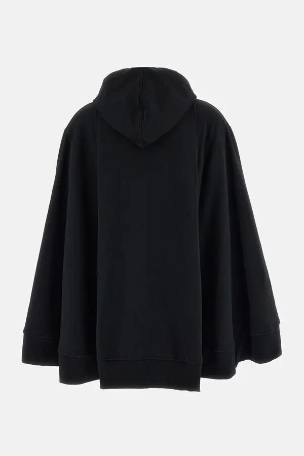 7 For All Mankind Felpa Oversize In Cotone Con Cappuccio E Zip - Nero
