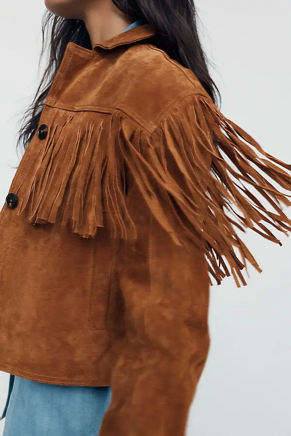 Blanknyc Smoked Paprika Suede Frged Jacket