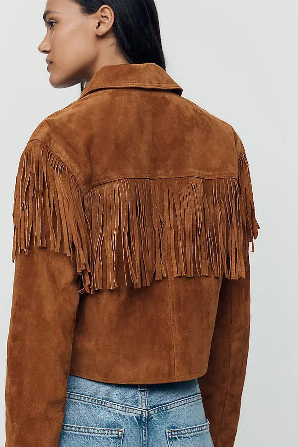 Blanknyc Smoked Paprika Suede Frged Jacket