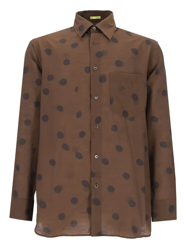 Paul Smith Viscose And Wool Polka Dot Shirt - Brown