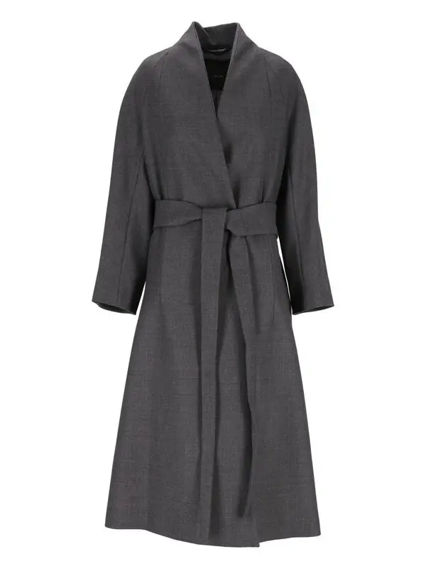 Max Mara Worsted Wool Kimono Coat - Gray