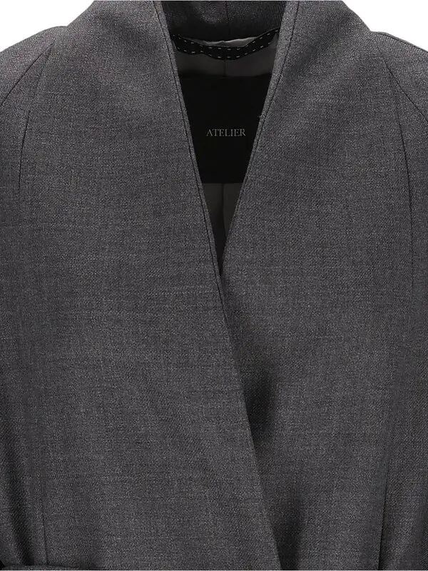 Max Mara Worsted Wool Kimono Coat - Gray