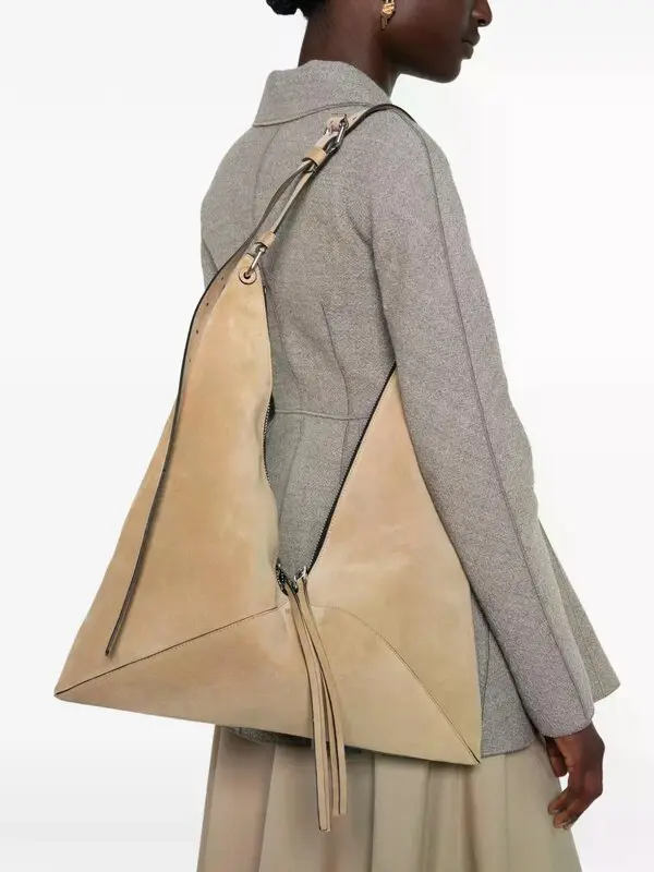 Moschino Suede Geometric Shoulder Bag