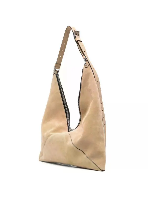 Moschino Suede Geometric Shoulder Bag - Neutrals