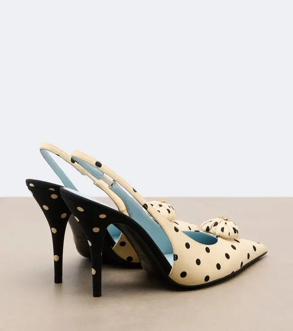 Valentino Garavani Cœur Royal Polka-dot Slingback Pumps - Beige