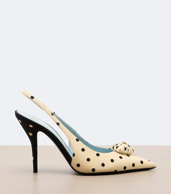 Valentino Garavani Cœur Royal Polka-dot Slingback Pumps - Beige