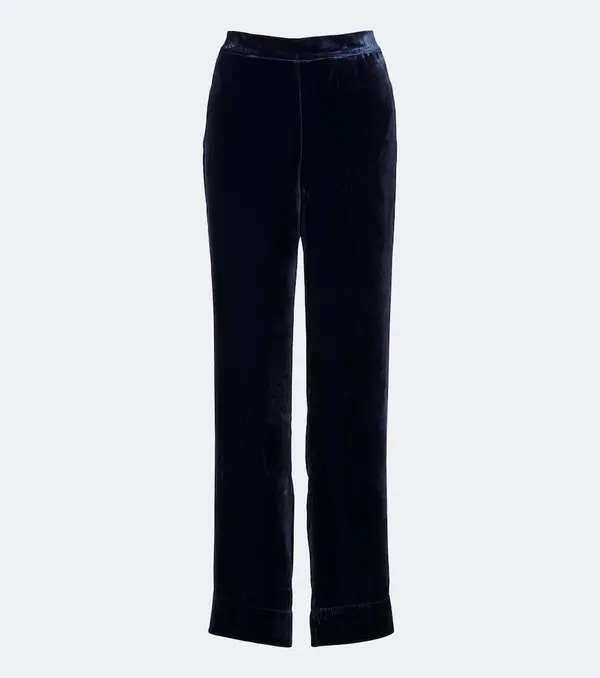 Asceno London Velvet Wide-leg Pants