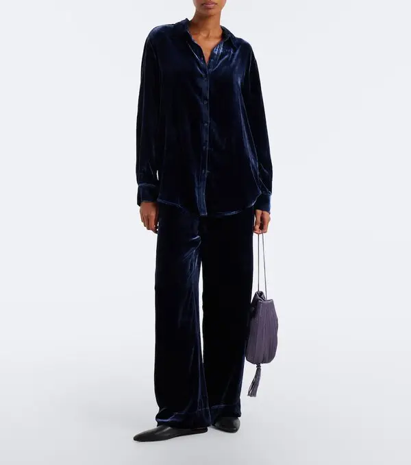 Asceno London Velvet Wide-leg Pants