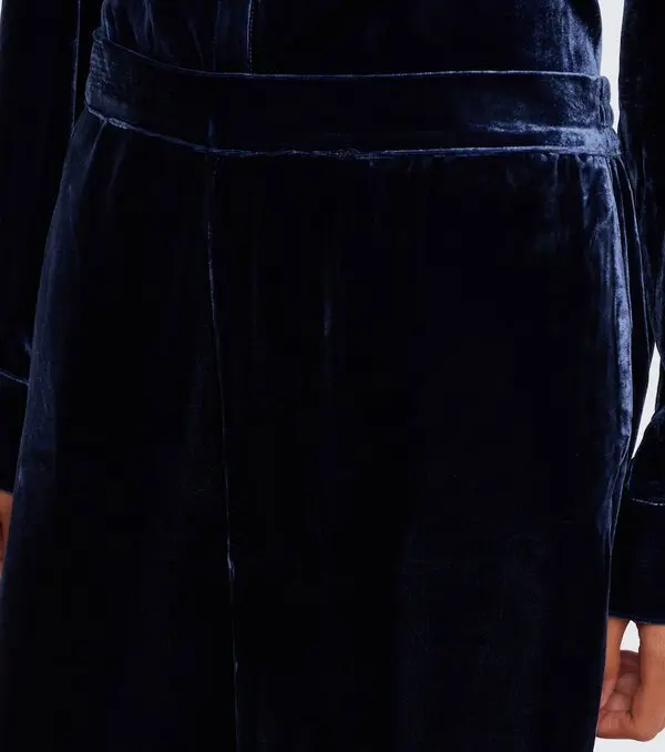 Asceno London Velvet Wide-leg Pants