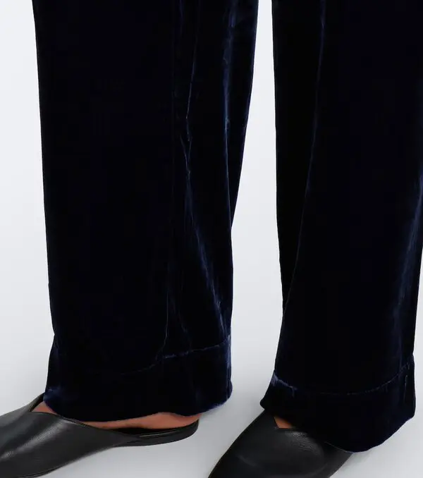 Asceno London Velvet Wide-leg Pants