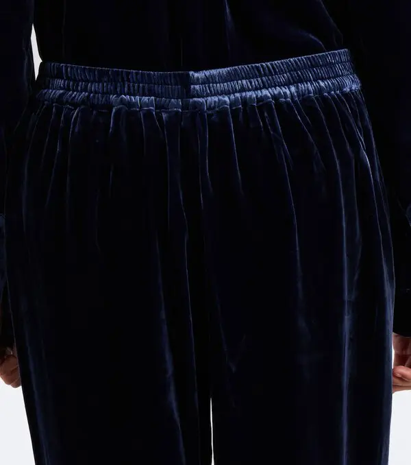 Asceno London Velvet Wide-leg Pants