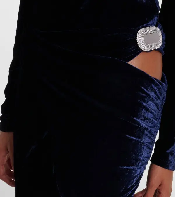Rabanne Draped Embellished Velvet Maxi Skirt