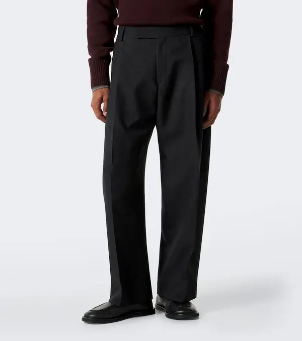 Studio Nicholson Pull Pleated Wool Wide-leg Pants