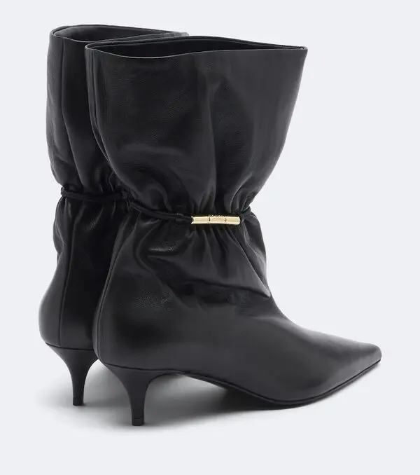 Balmain Gathered Leather Ankle Boots