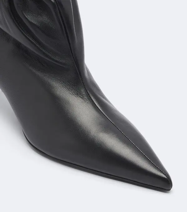 Balmain Gathered Leather Ankle Boots