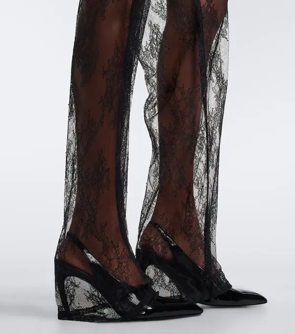 Blumarine Lace-trimmed Wide-leg Jeans