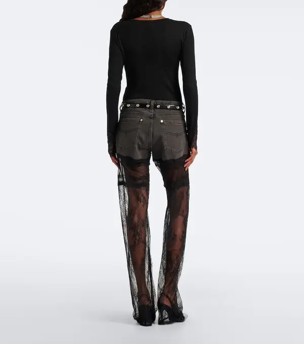 Blumarine Lace-trimmed Wide-leg Jeans