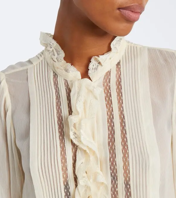 DÔEN Magdeline Ruffled Silk Chiffon Blouse