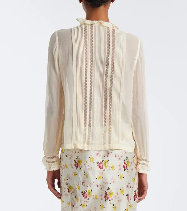 DÔEN Magdeline Ruffled Silk Chiffon Blouse