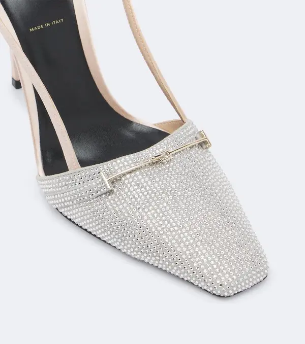 TOM FORD Arc Embellished Satin Slingback Pumps