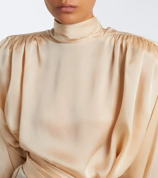 Balmain Bow-detail Silk Charmeuse Blouse