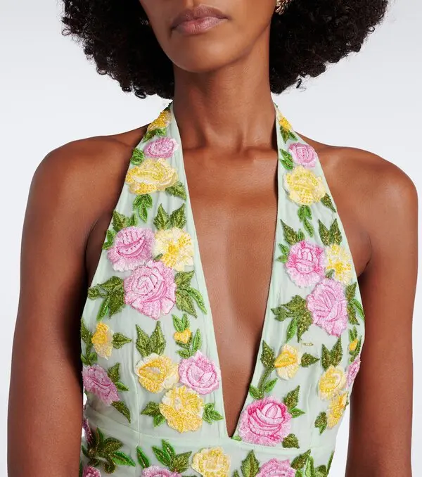 LA FUORI Là Fuori La Roseraie Embroidered Cocktail Dress