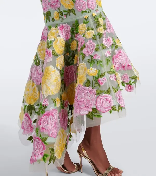 LA FUORI Là Fuori La Roseraie Embroidered Cocktail Dress