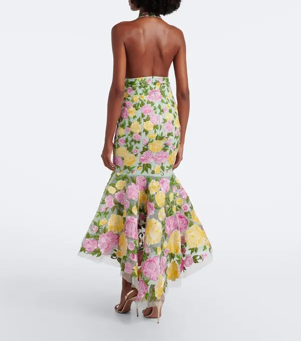 LA FUORI Là Fuori La Roseraie Embroidered Cocktail Dress