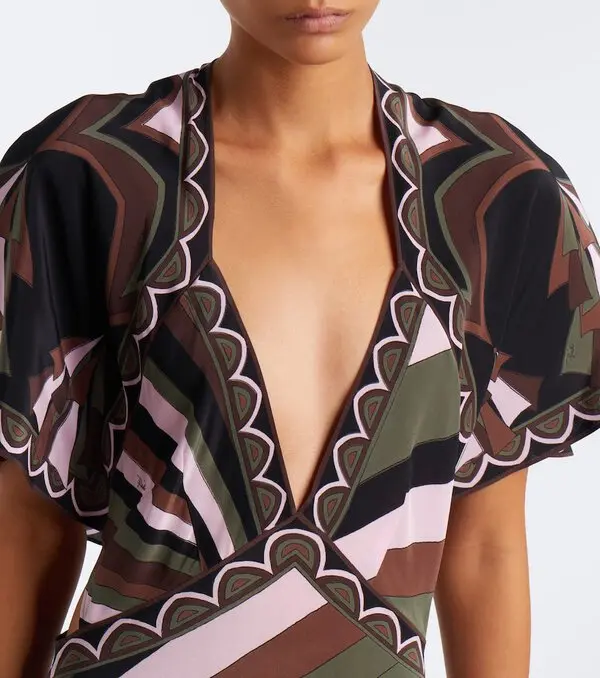 Emilio Pucci Iride Baiadera Silk Midi Dress