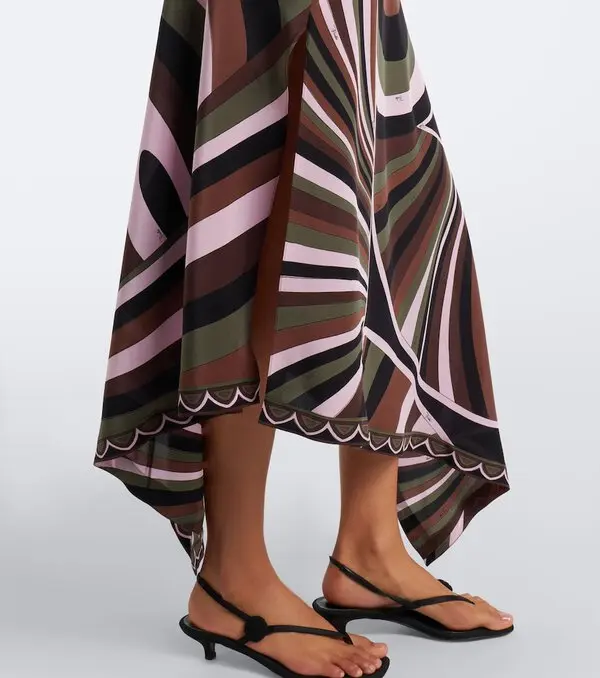 Emilio Pucci Iride Baiadera Silk Midi Dress