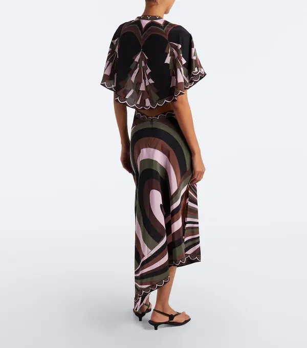 Emilio Pucci Iride Baiadera Silk Midi Dress