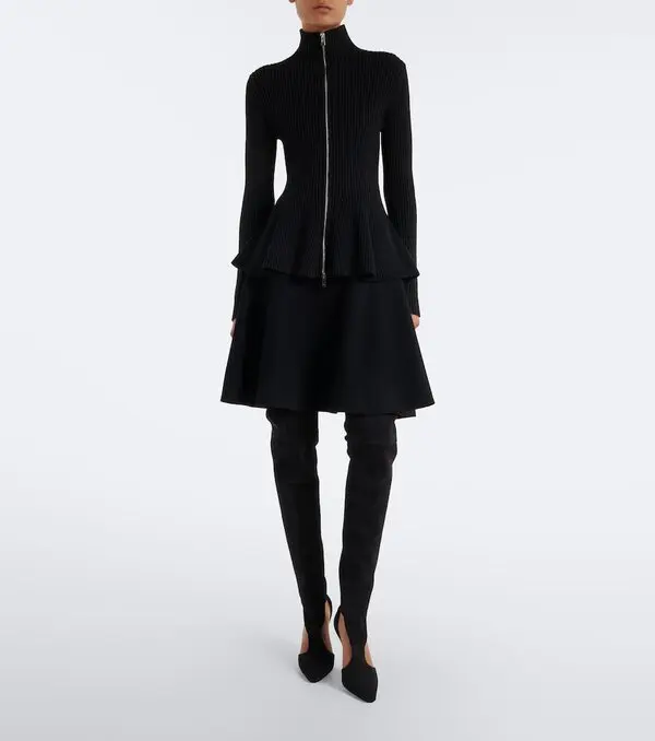 Alaïa Cutout Suede-trimmed Over-the-knee Boots
