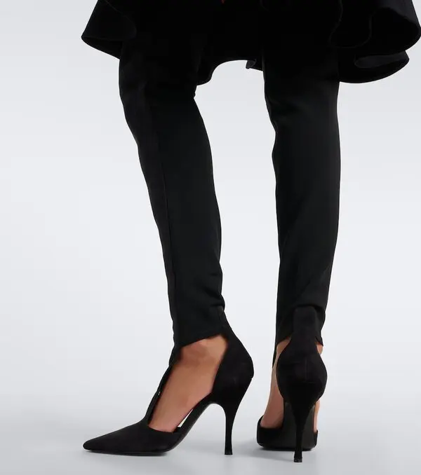 Alaïa Cutout Suede-trimmed Over-the-knee Boots