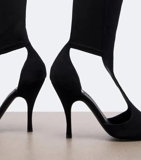 Alaïa Cutout Suede-trimmed Over-the-knee Boots
