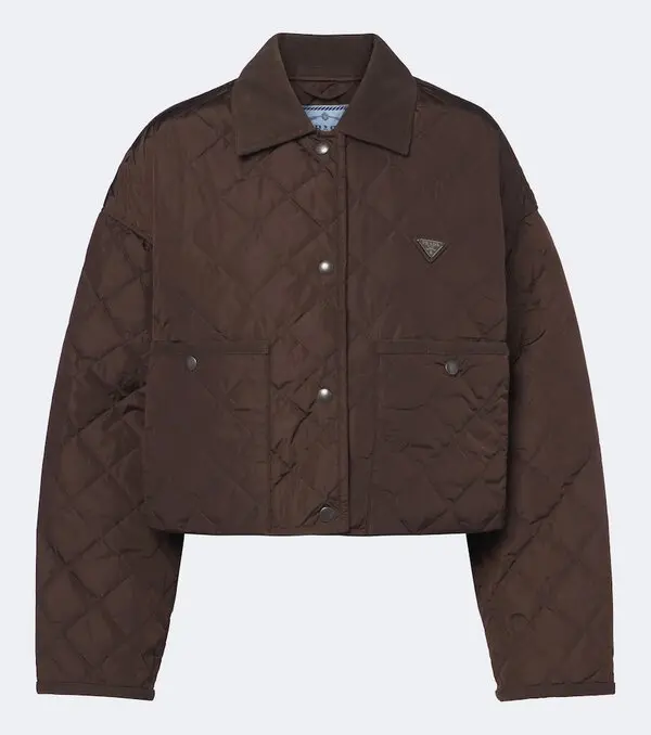 Prada Re-nylon Corduroy-trimmed Cropped Jacket - Brown